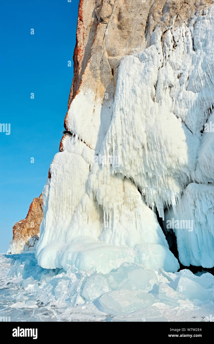 Splash out ice formation caused by splashing water, Lake Baikal ...