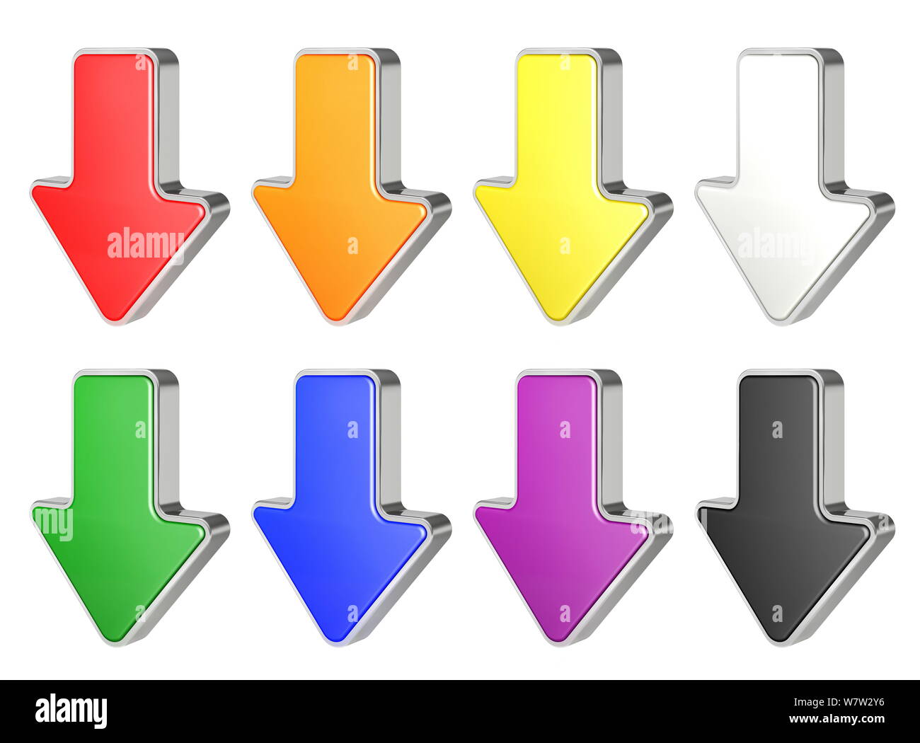 Collection of colorful 3D arrows isolated on white Stock Photo - Alamy