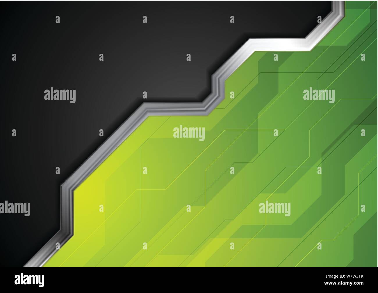 Green and black technology abstract background with metallic stripe ...