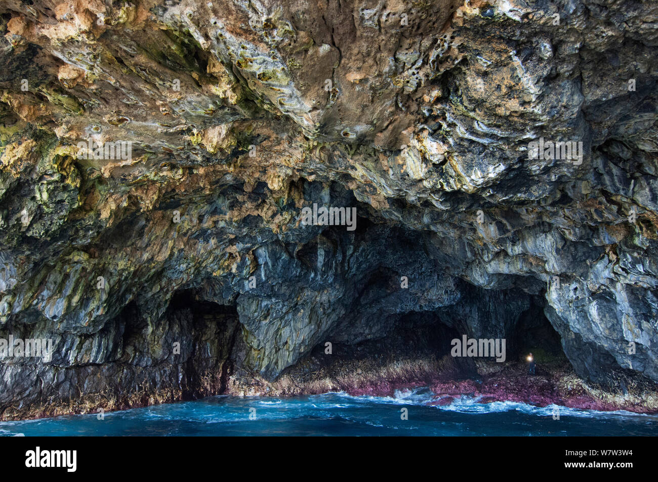 Marine cave, south of Santa Maria island, Azores, Portugal, July 2012 ...