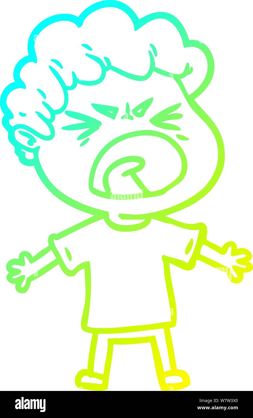 cold gradient line drawing of a cartoon furious man Stock Vector Image ...