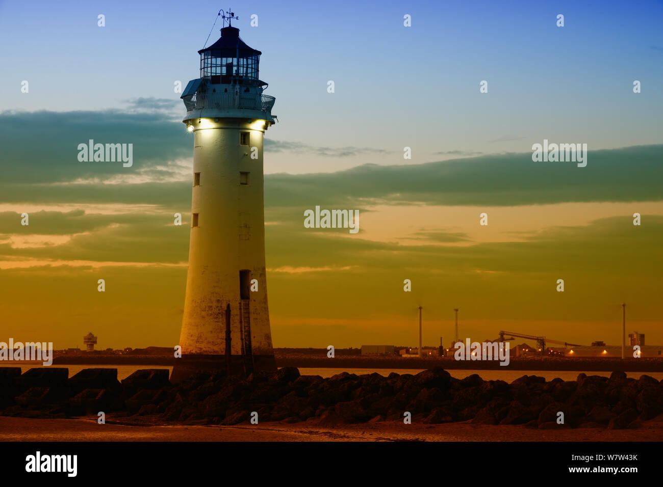 Perch Rock Lighthouse in New Brighton, Merseyside at sunset with ...