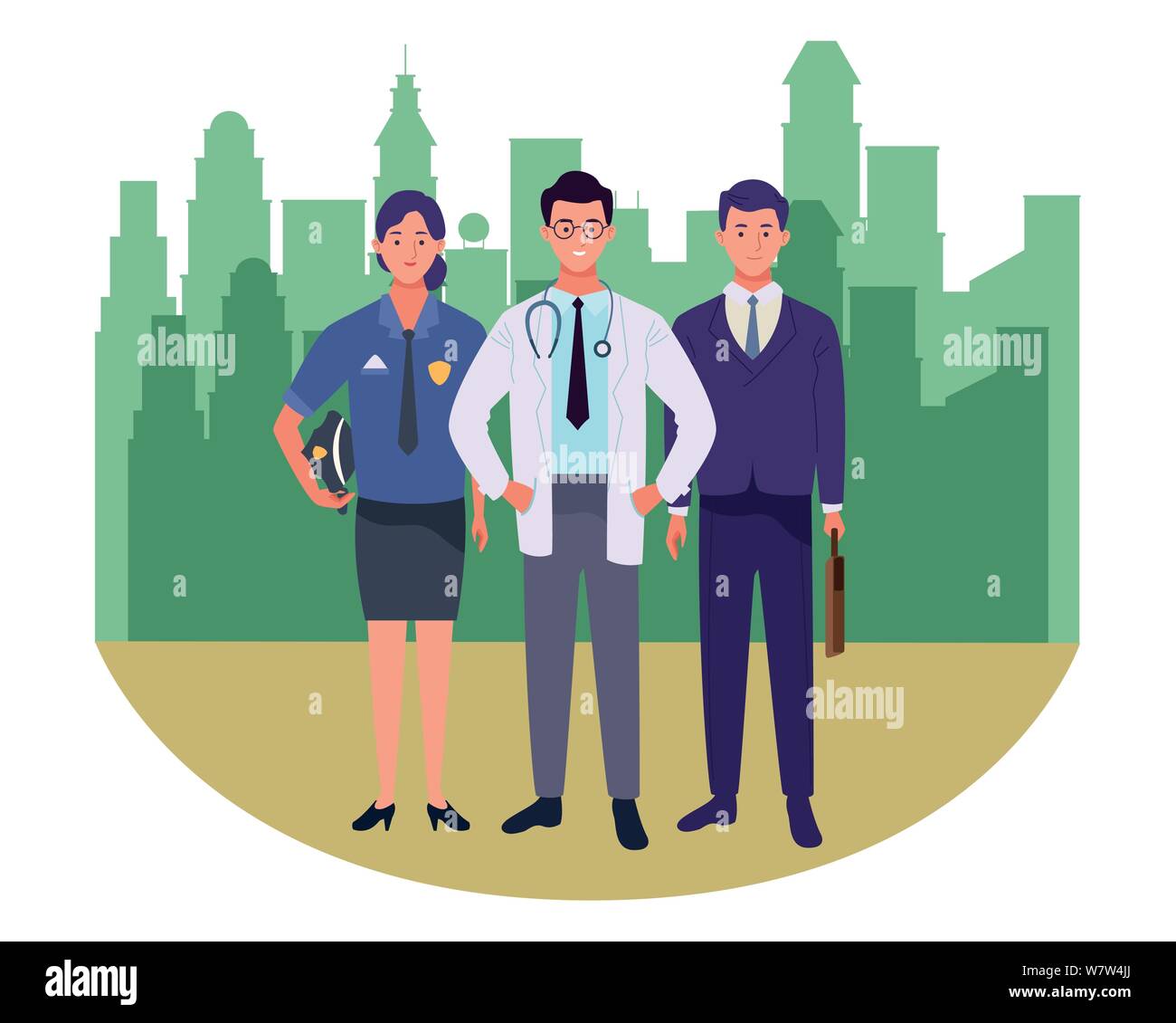 Professionals workers characters smiling cartoons Stock Vector Image ...