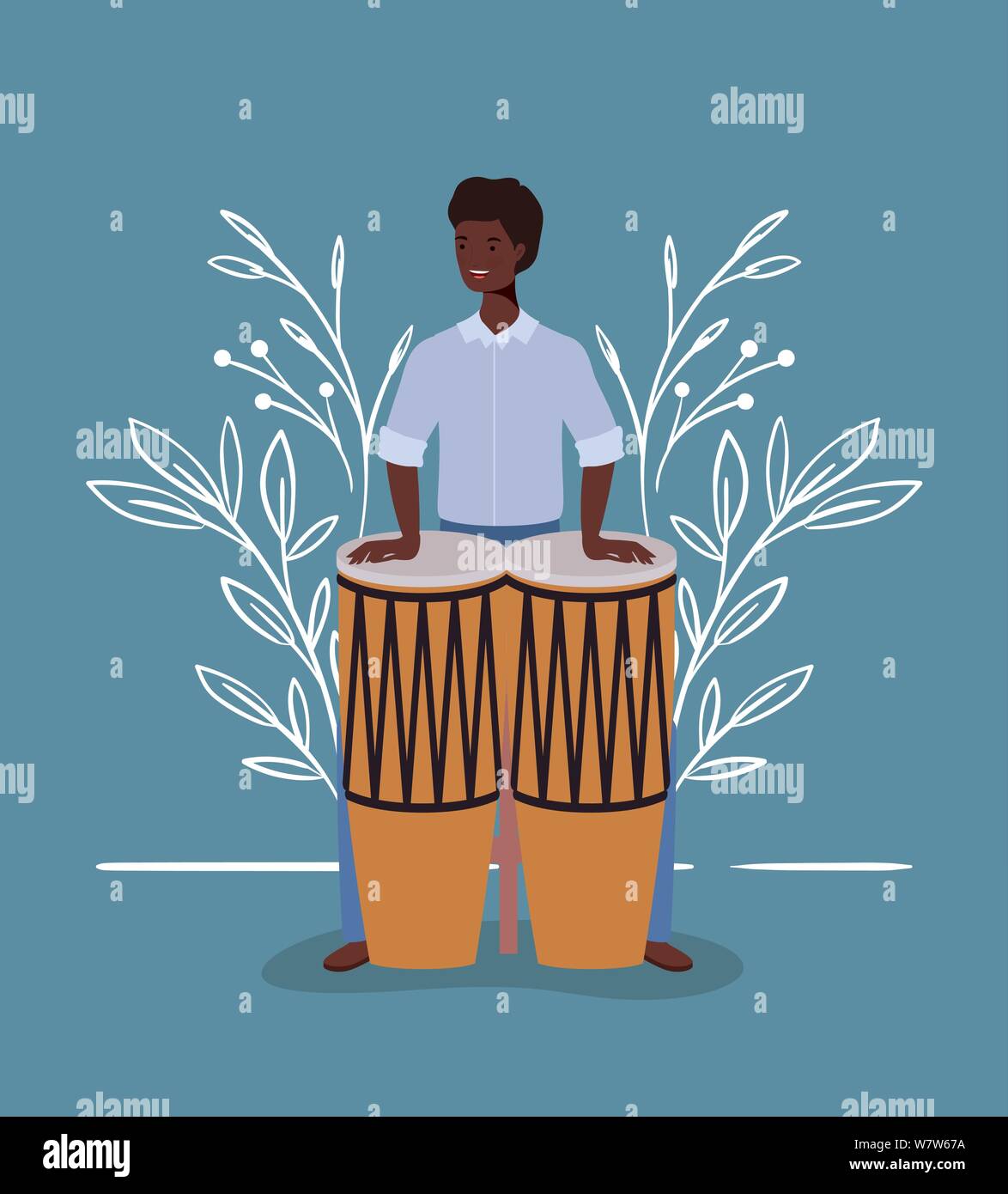 afro woman playing bongos character Stock Vector Image & Art - Alamy