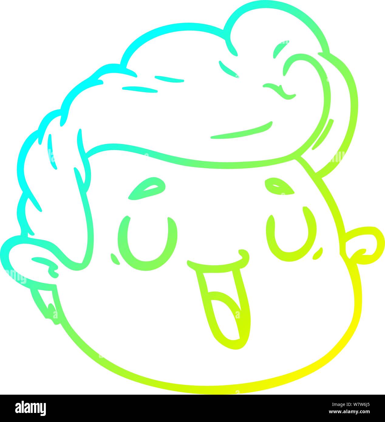 cold gradient line drawing of a cartoon male face Stock Vector Image ...