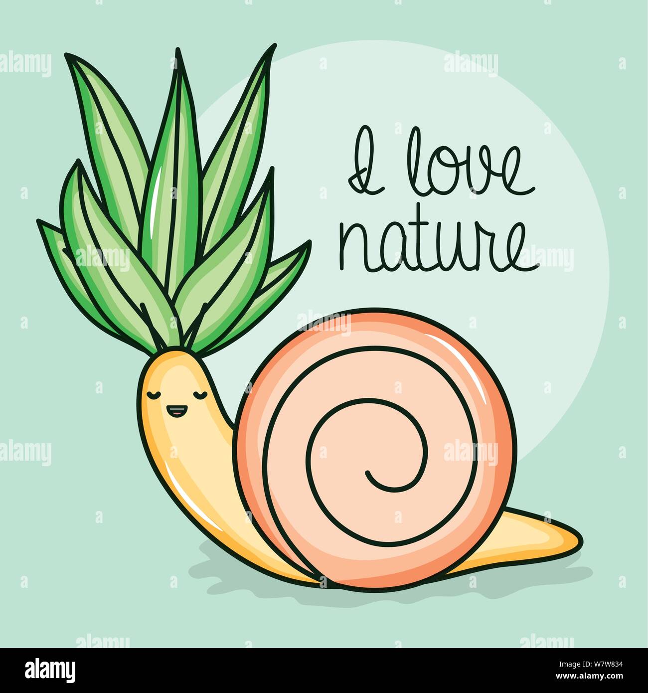 cute little snail kawaii character vector illustration design Stock ...