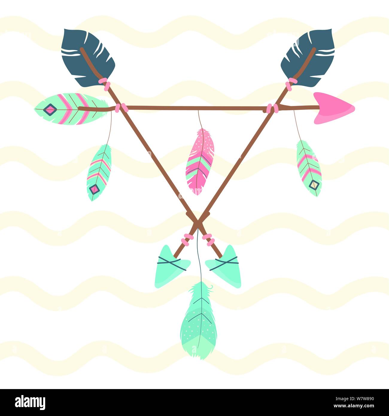 arrows with feathers decoration boho style vector illustration design ...