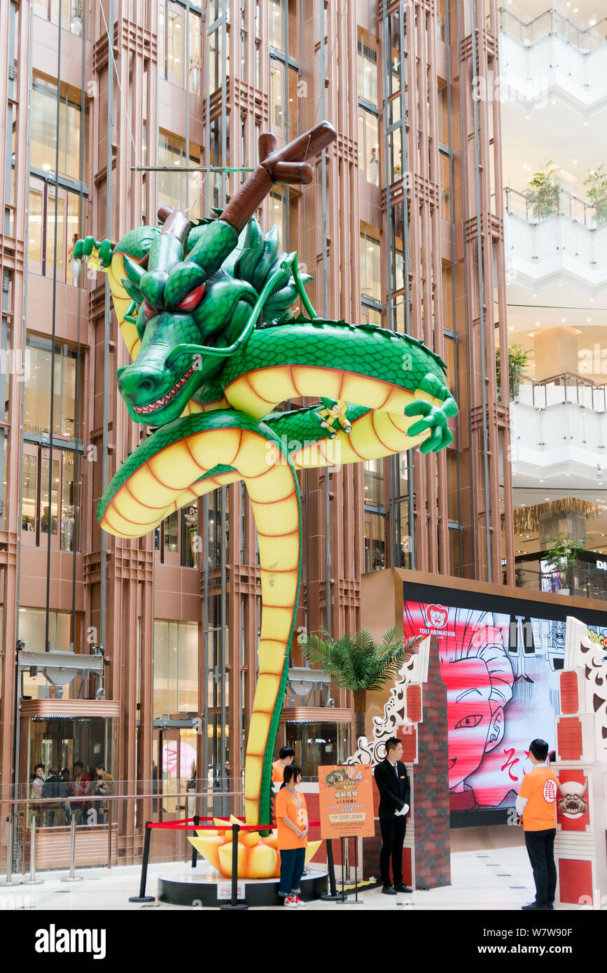 A 10-meter-tall sculpture of the dragon Shenlong is on display during ...
