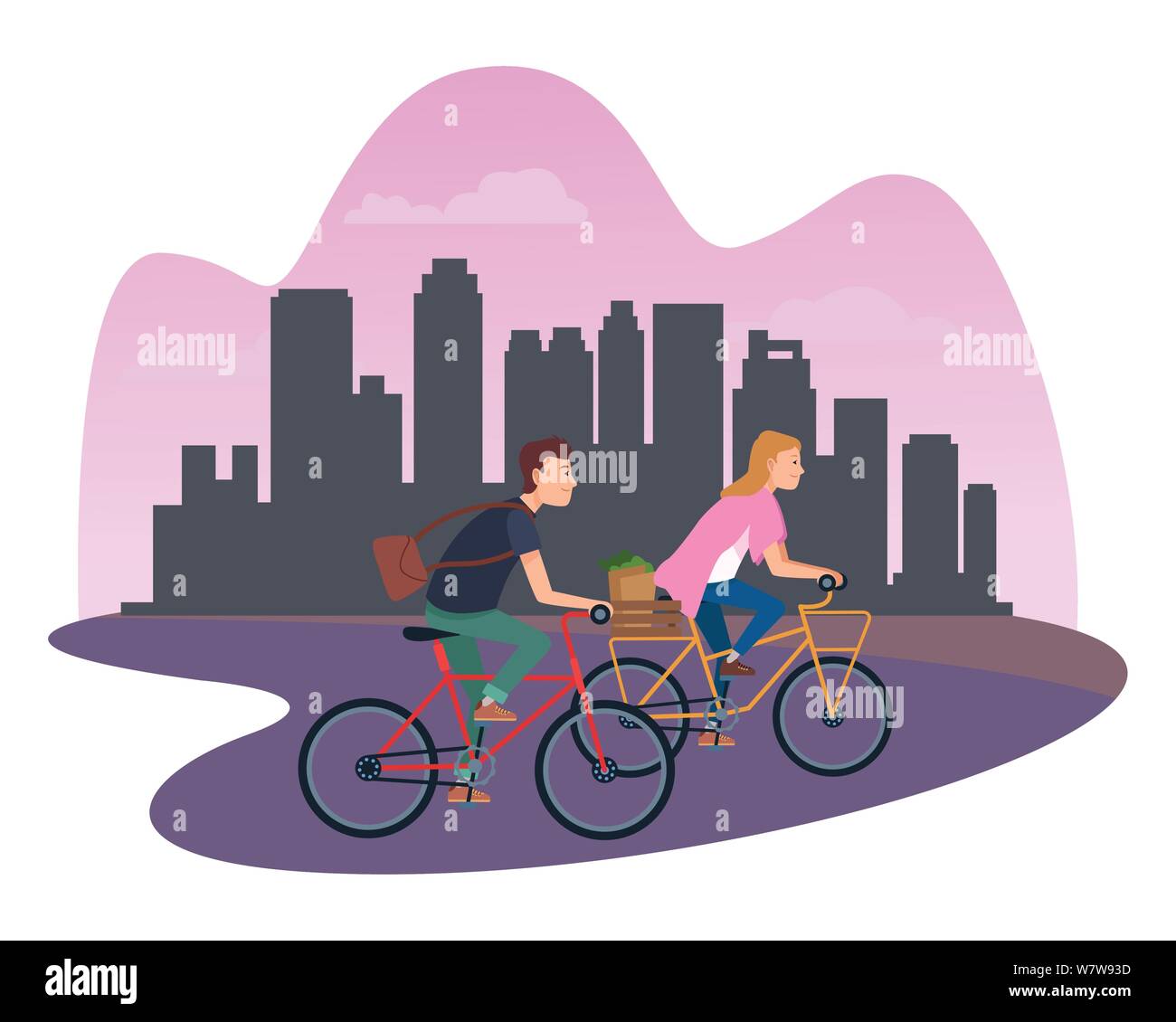 Young people riding bicycles cartoon Stock Vector Image & Art - Alamy