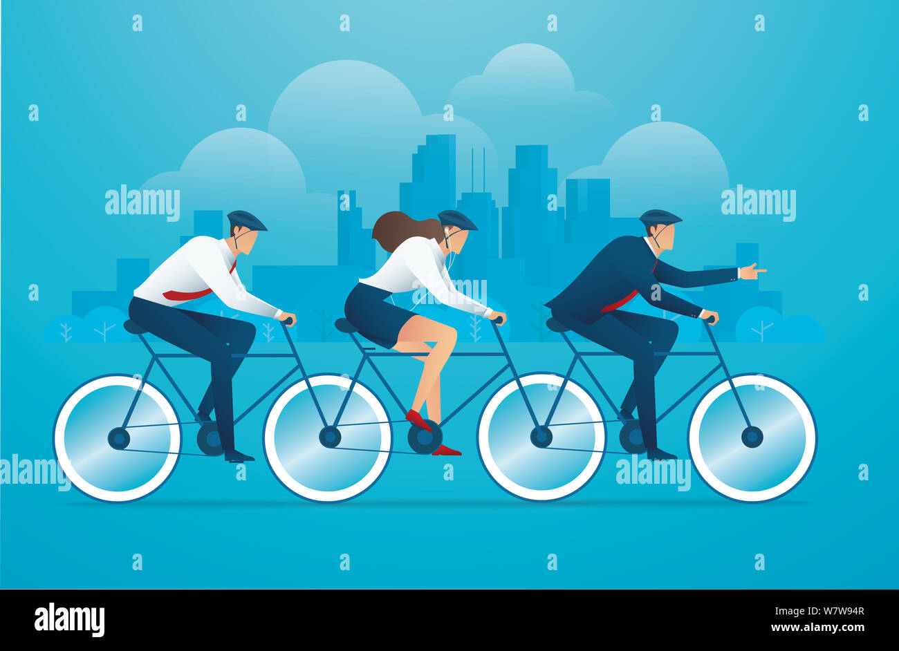 People biking on bicycle business team work concept Stock Photo - Alamy