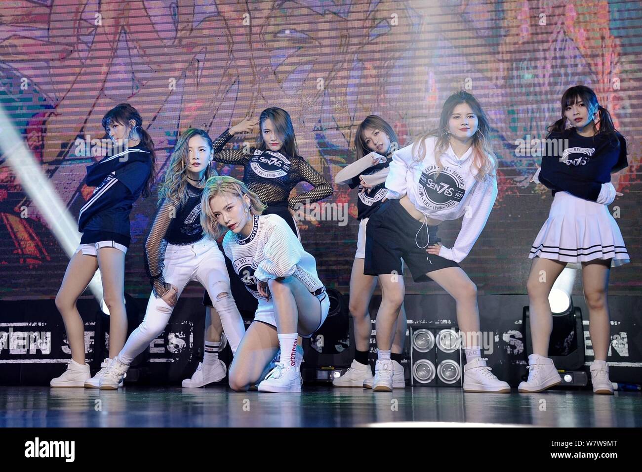 Members of SNH48 7SENSES, sub-unit of Chinese girl group SNH48, perform ...
