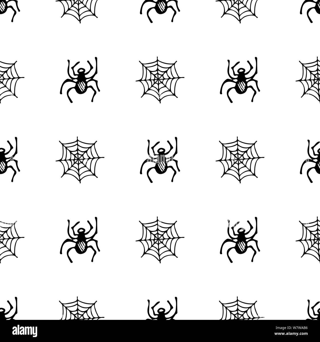 Sketch spider web Halloween seamless pattern. Spider web Halloween ...