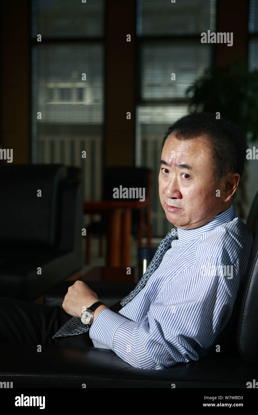 --FILE--Wang Jianlin, Chairman of Dalian Wanda Group, speaks during an interview in Beijing ...