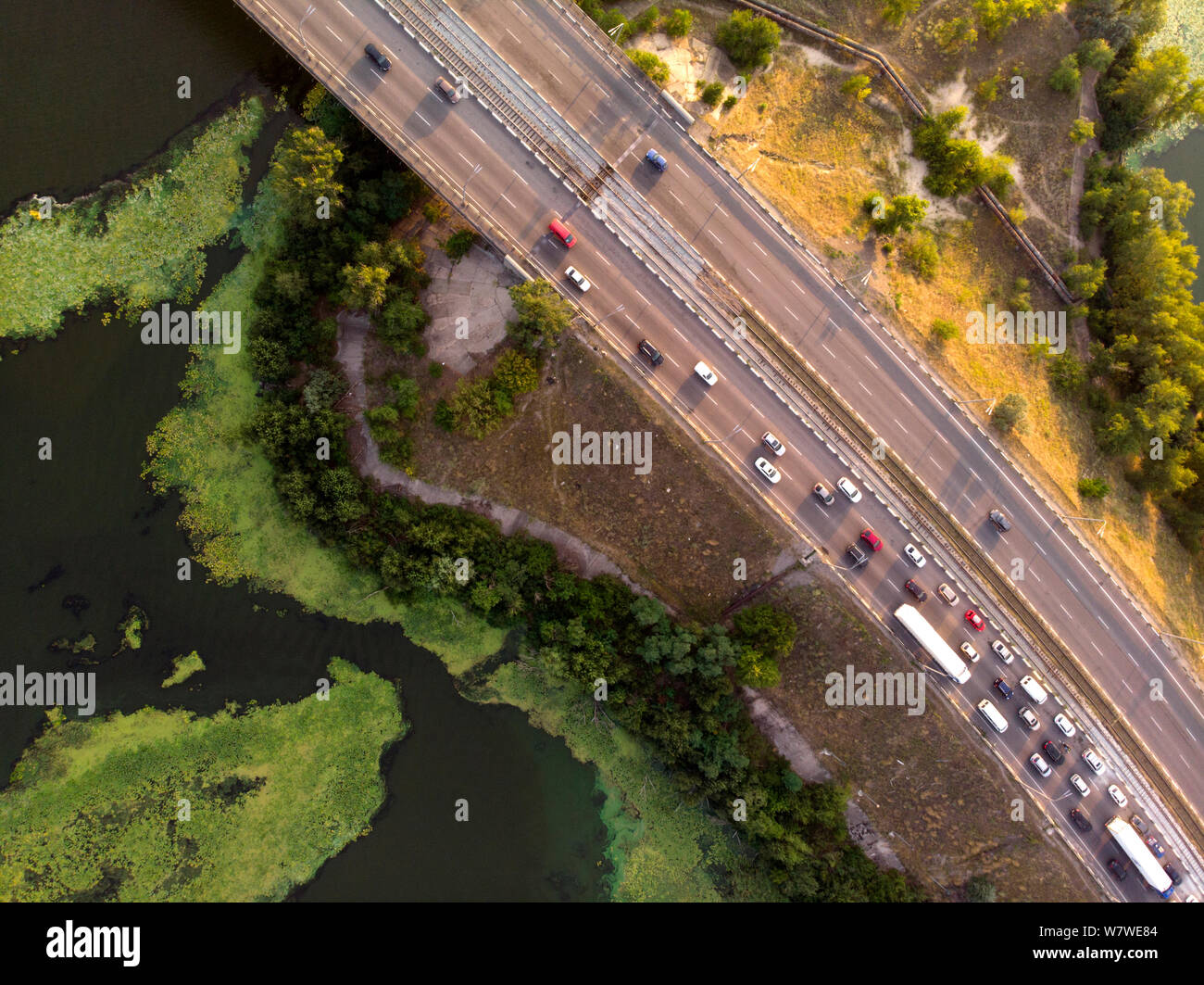 Drone flying over bridge on hi-res stock photography and images - Alamy