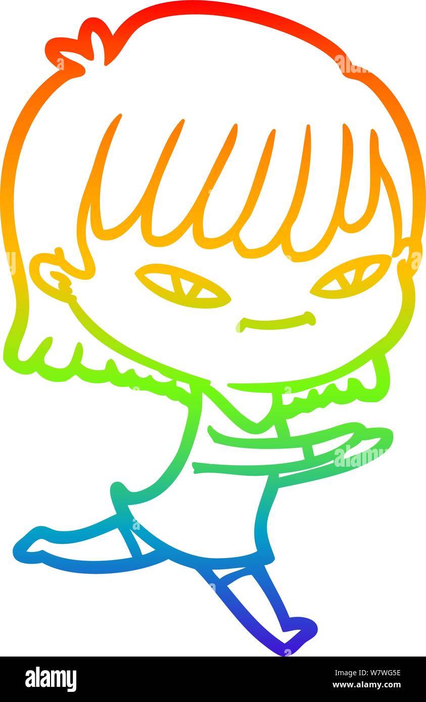 rainbow gradient line drawing of a cartoon woman Stock Vector Image ...