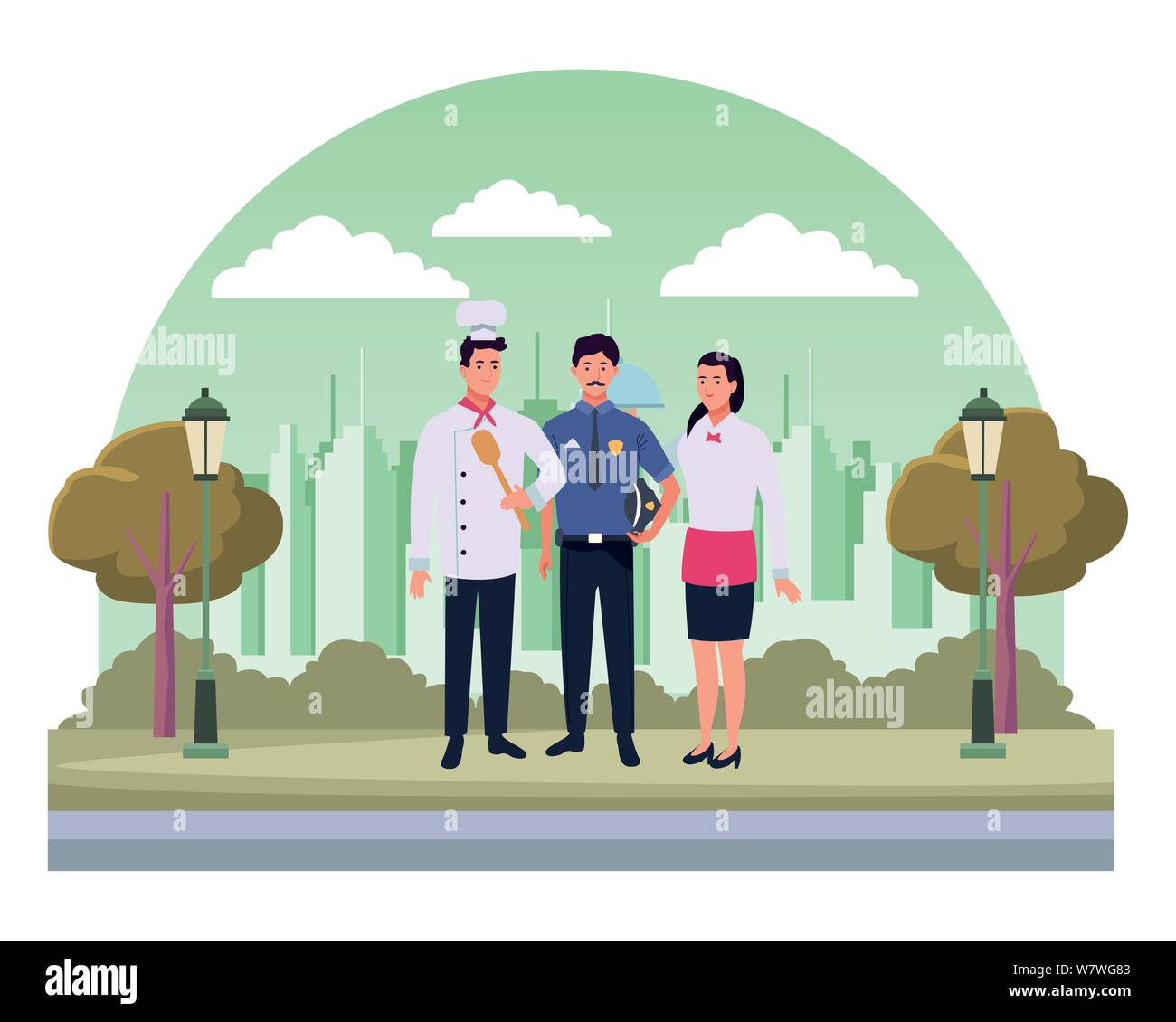 Professionals workers characters smiling cartoons Stock Vector Image ...