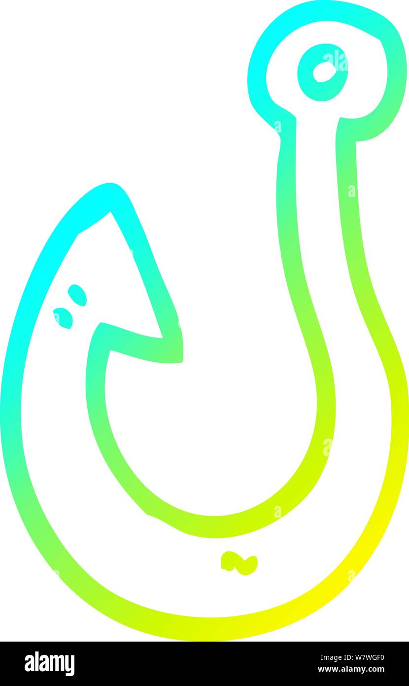 cold gradient line drawing of a cartoon fish hook Stock Vector Image ...