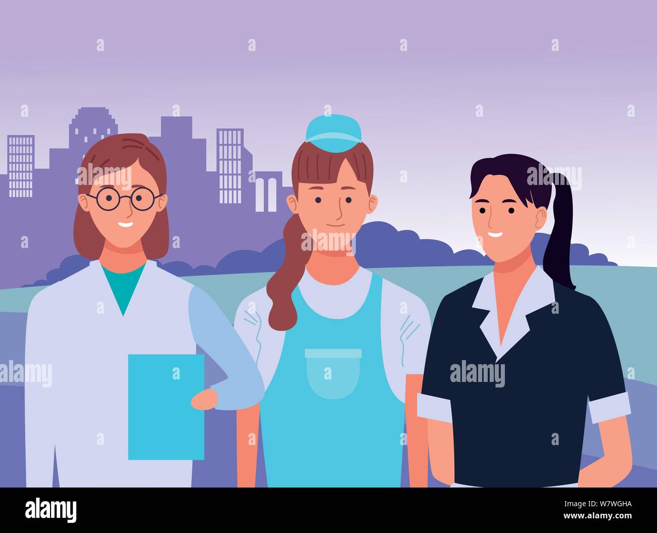 Professionals workers characters smiling cartoons Stock Vector Image ...