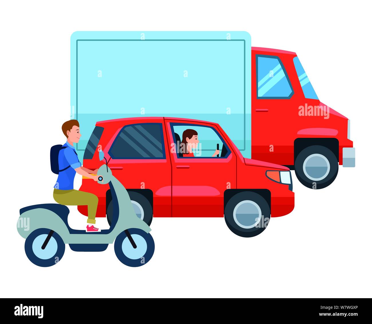 Vehicles and motorcycle with drivers riding Stock Vector Image & Art ...