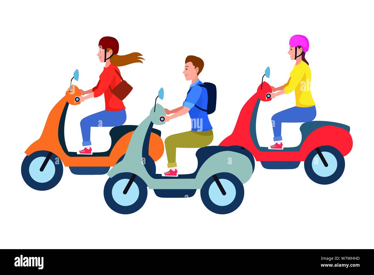 People riding scooters motorcycles cartoon Stock Vector Image & Art - Alamy