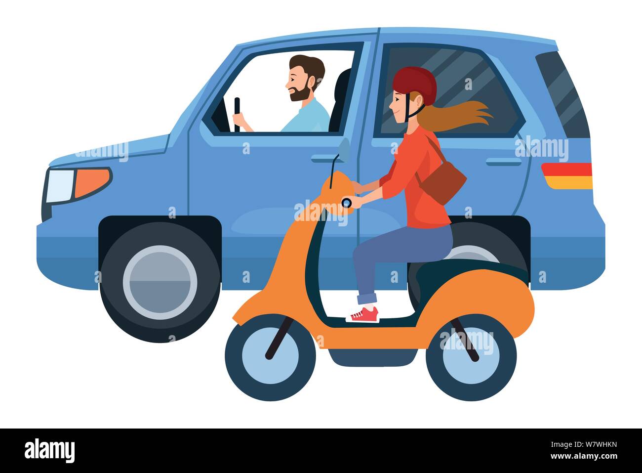 Vehicle and motorcycle with drivers riding Stock Vector Image & Art - Alamy