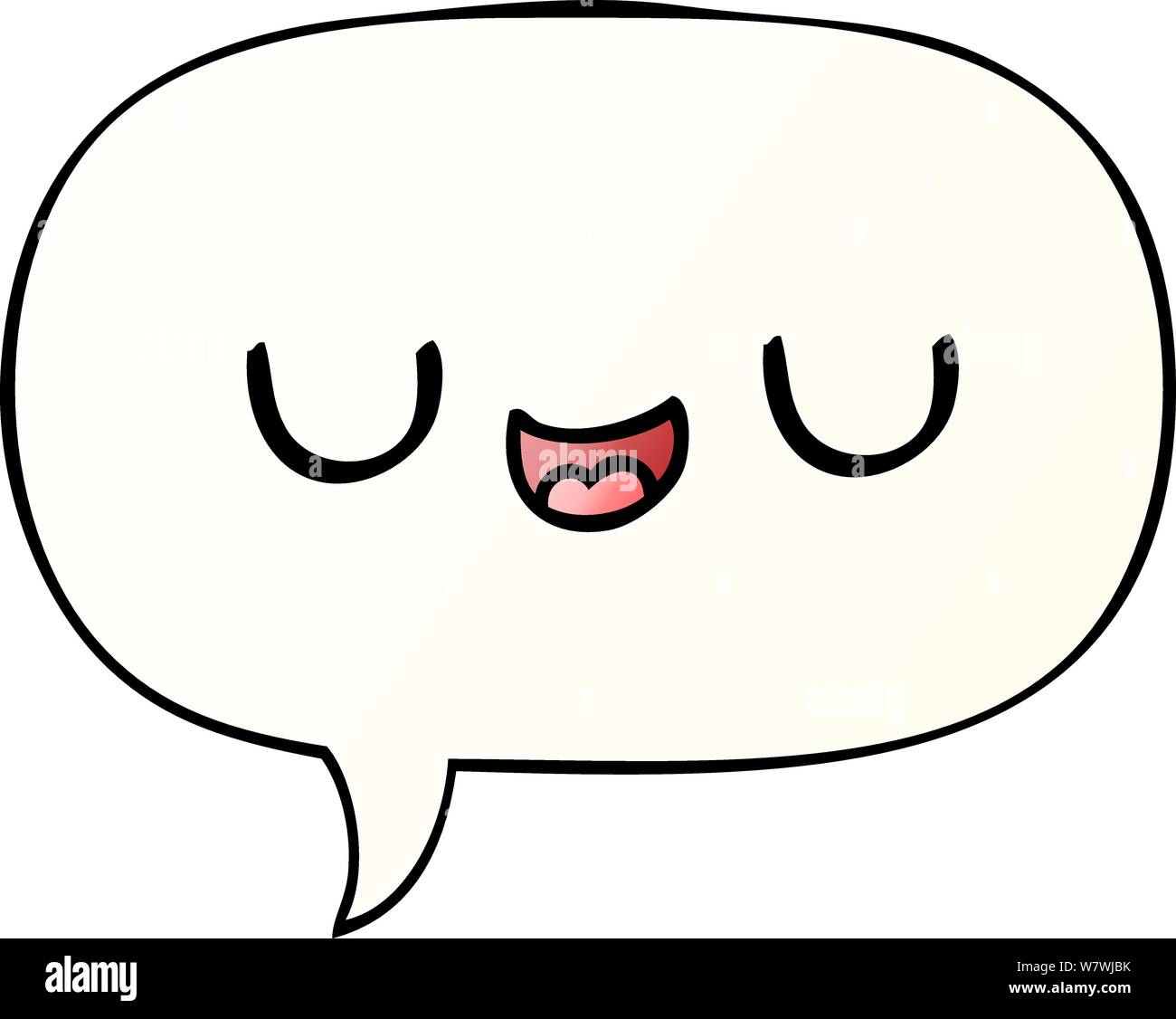 cute cartoon face with speech bubble in smooth gradient style Stock ...