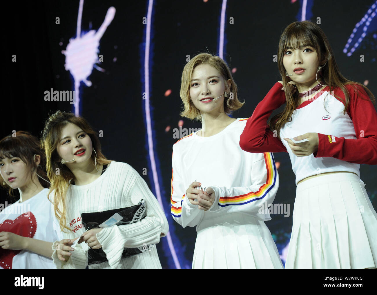 Members of SNH48 7SENSES, sub-unit of Chinese girl group SNH48, perform ...