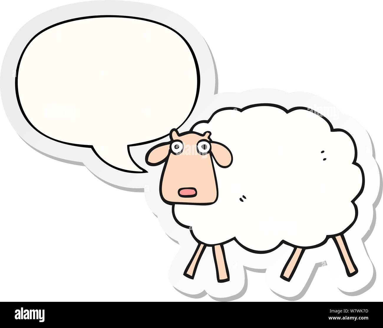 cartoon sheep with speech bubble sticker Stock Vector Image & Art - Alamy