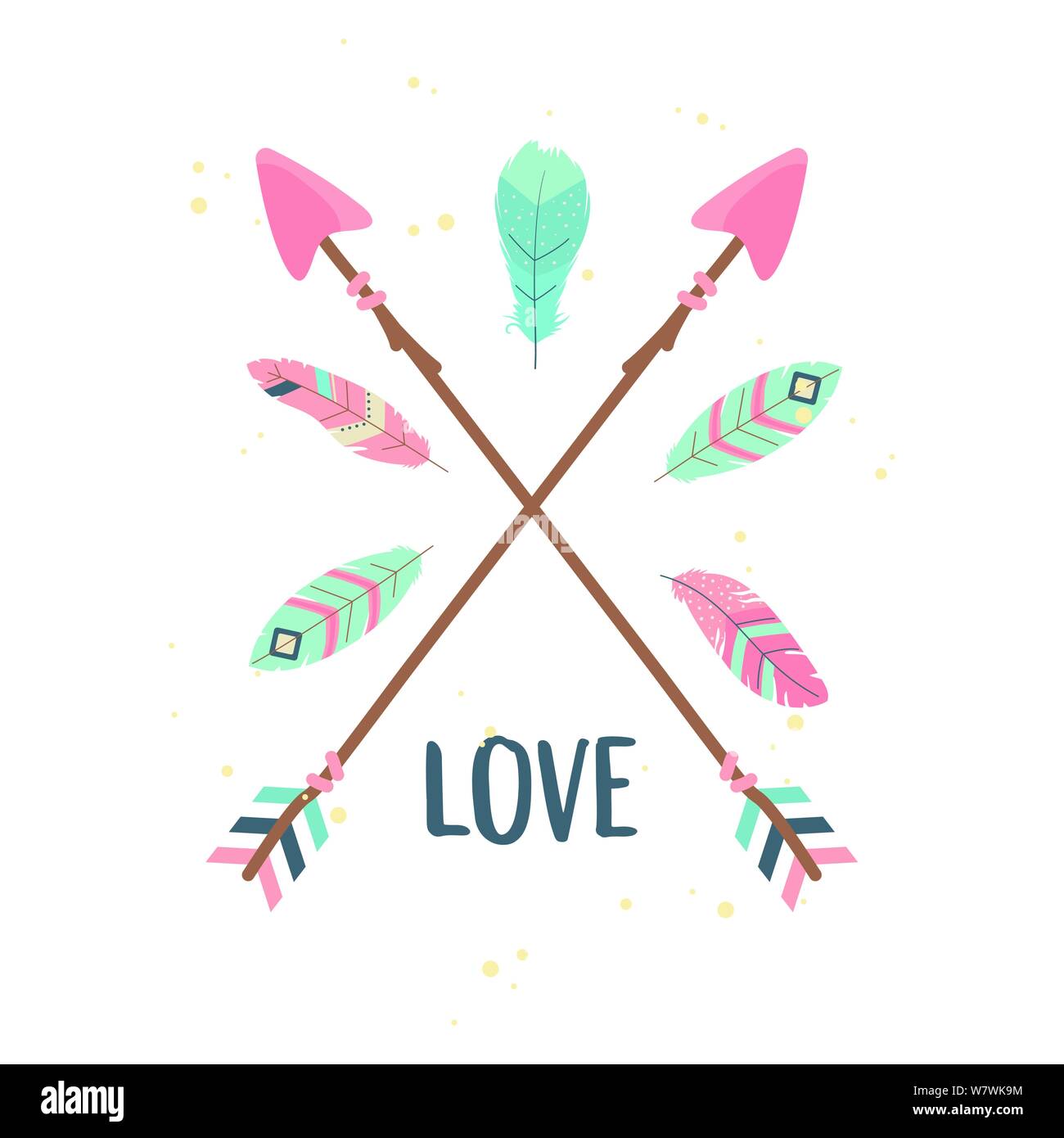 arrows with feathers decoration boho style vector illustration design ...