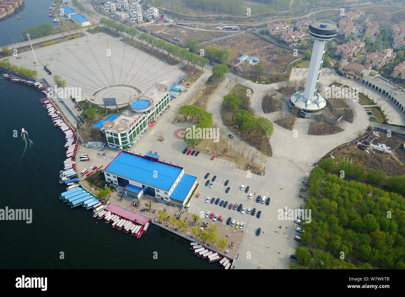 Aerial view of the Baiyangdian, north China's largest freshwater ...