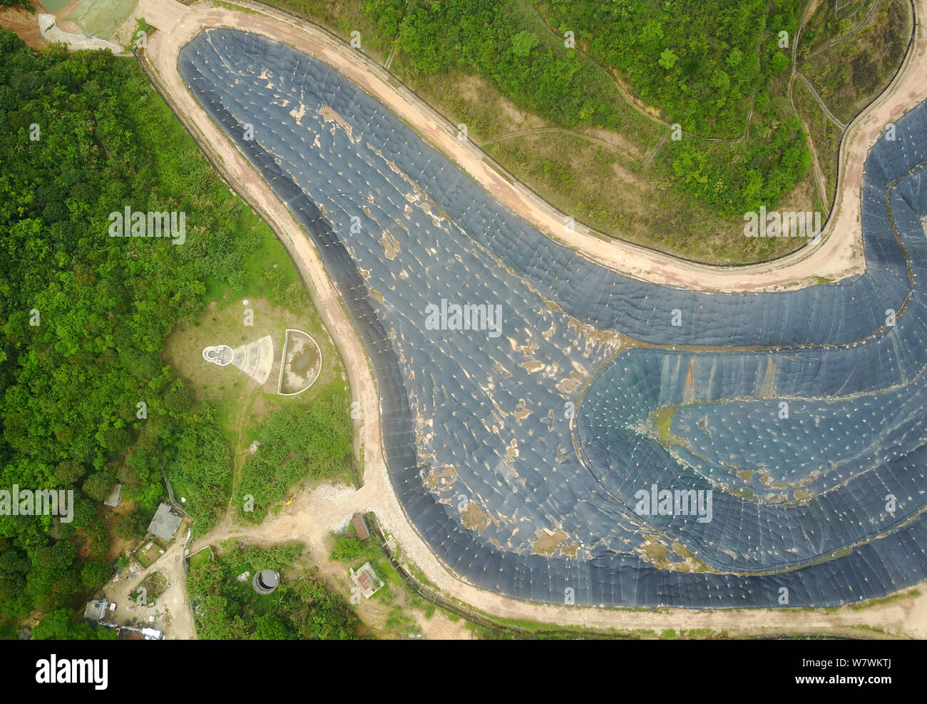 Aerial view of Shenzhen's largest landfill site, Xiaping Solid Waste ...