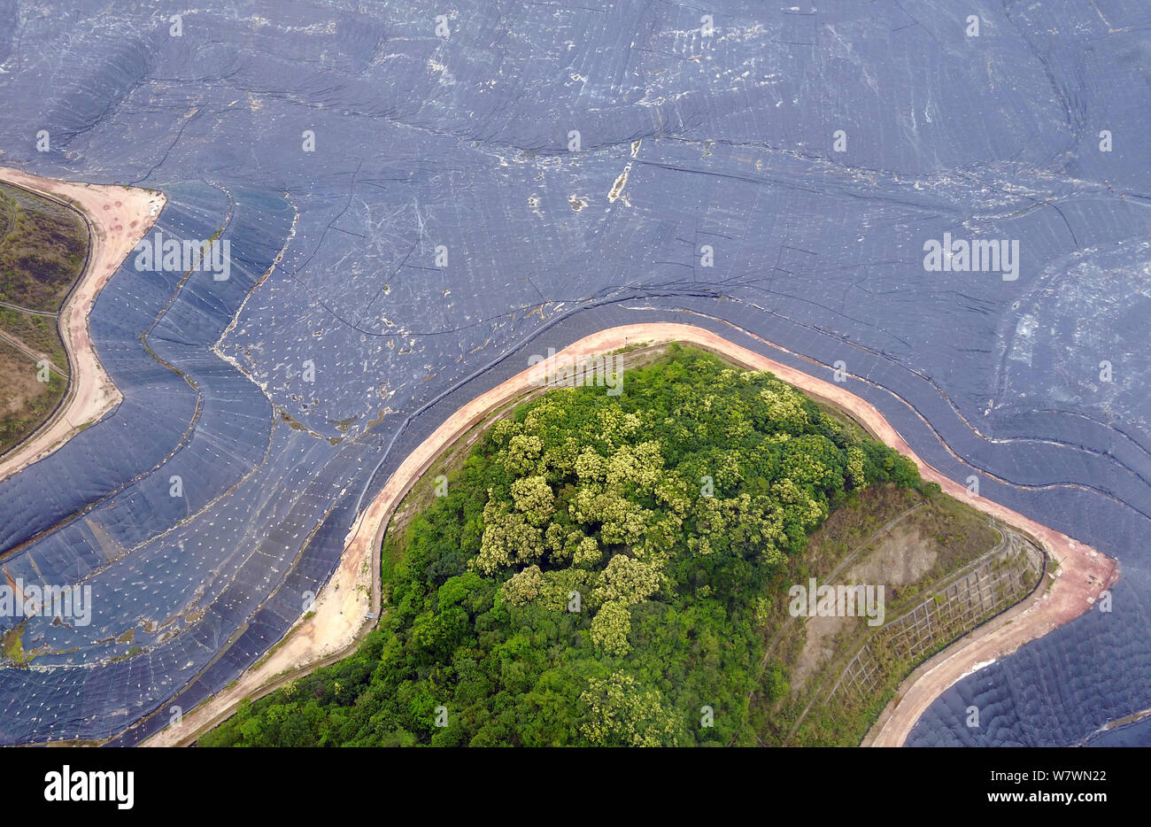 Aerial view of Shenzhen's largest landfill site, Xiaping Solid Waste ...
