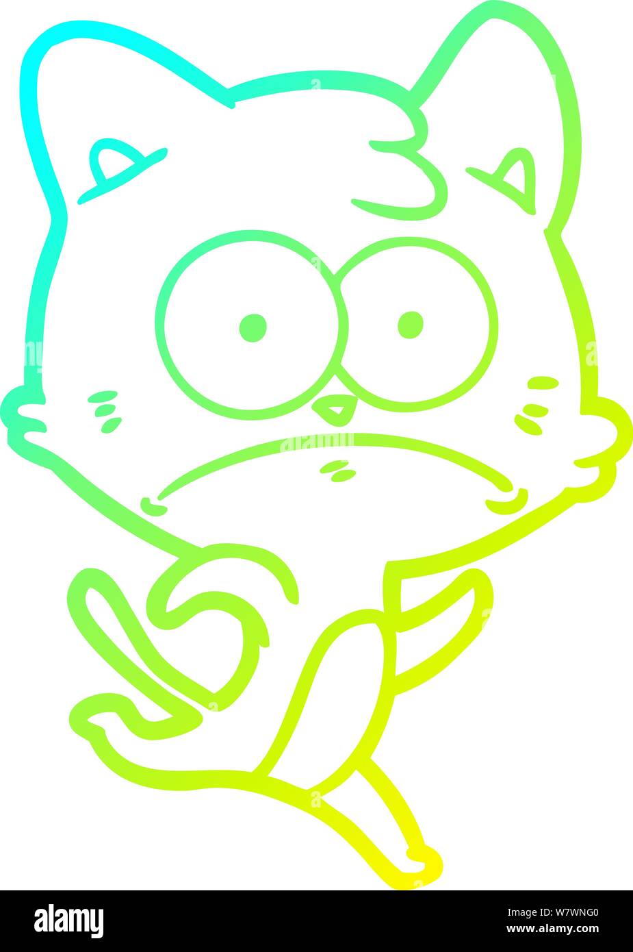 cold gradient line drawing of a cartoon nervous cat Stock Vector Image ...