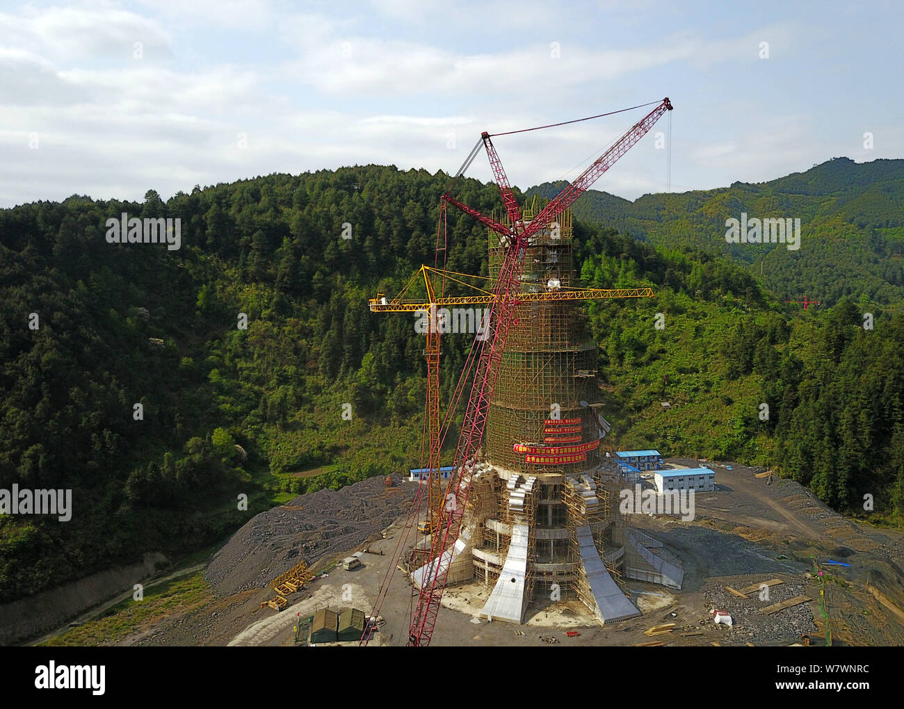 View of the construction site of a giant statue of Yang'asha, the ...