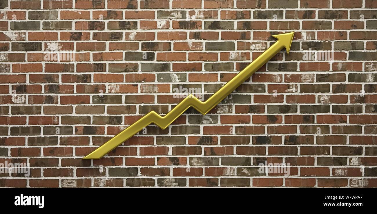 Finance Growth Gold Arrow. 3D Render illustration Stock Photo - Alamy