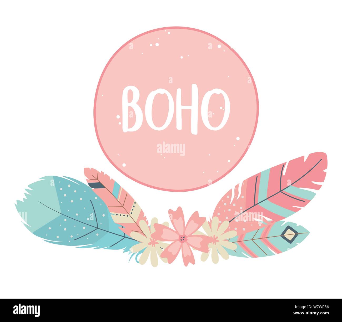 flowers and feathers decoration boho style vector illustration design ...