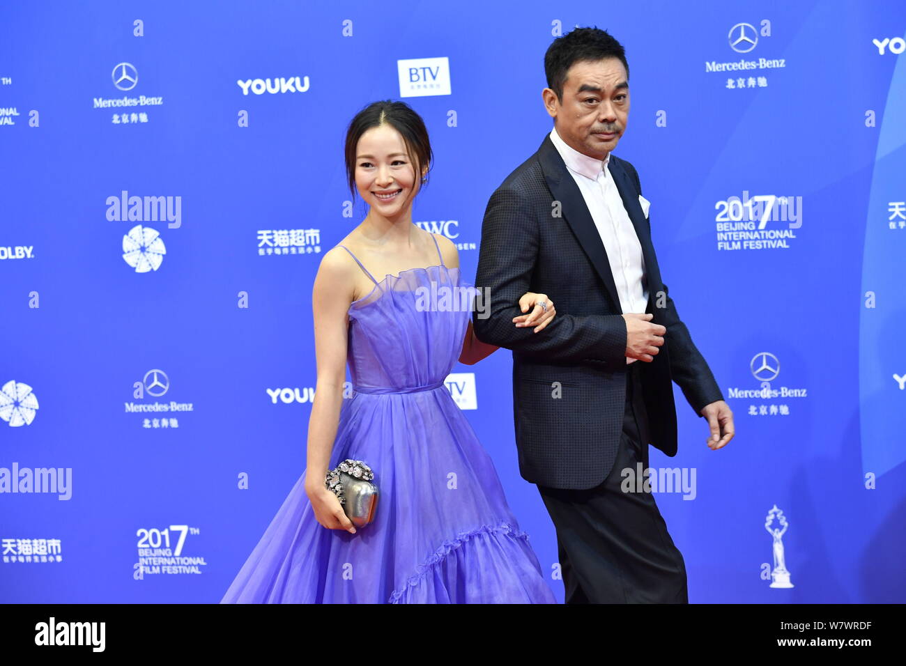 Chinese actress Jiang Yiyan, left, and Hong Kong actor Sean Andy arrive ...