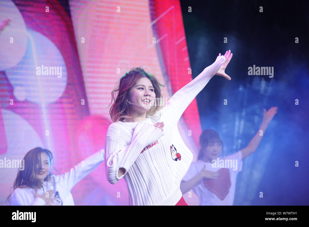 Members of SNH48 7SENSES, sub-unit of Chinese girl group SNH48, perform ...