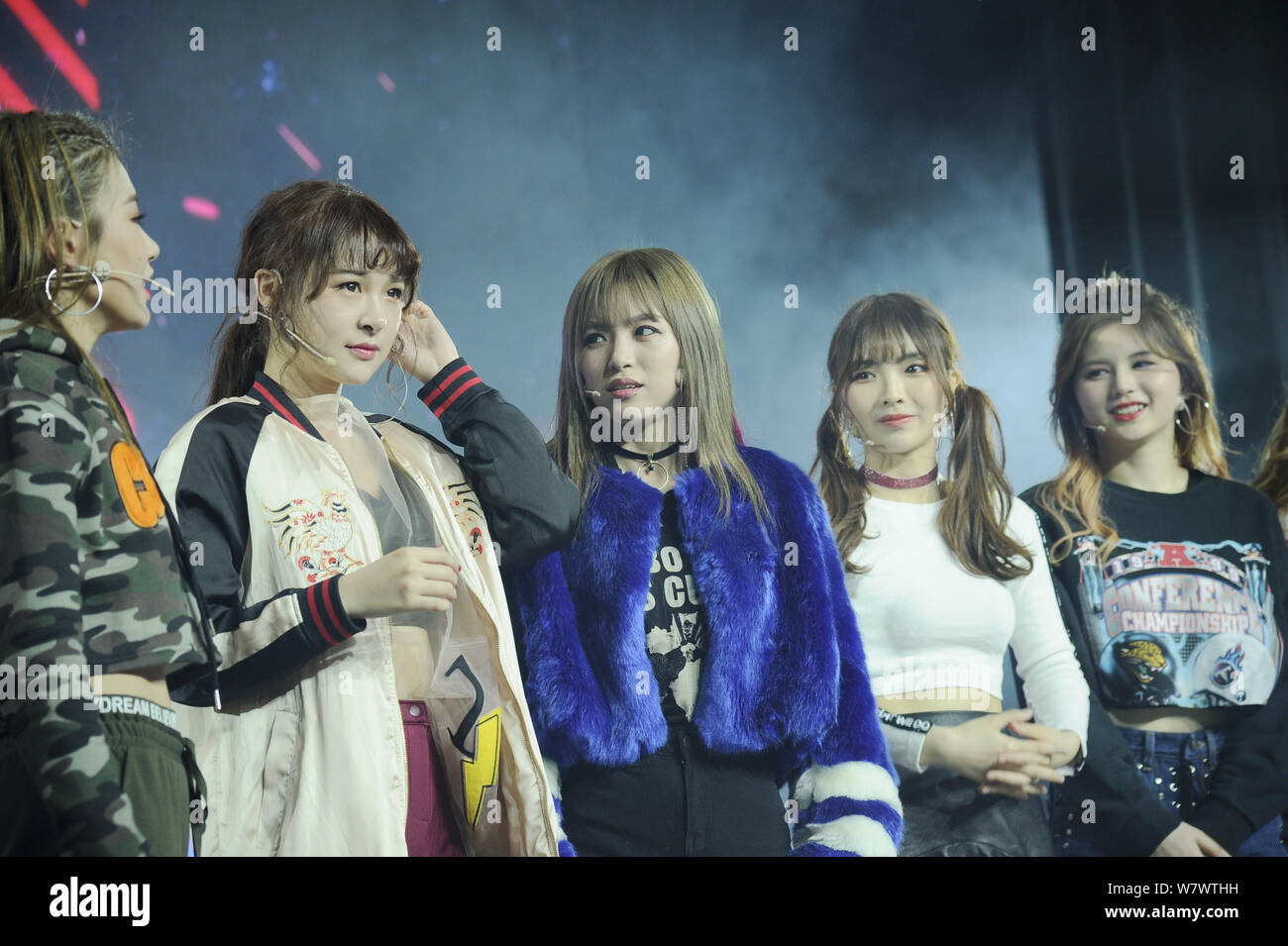 Members of SNH48 7SENSES, sub-unit of Chinese girl group SNH48, perform ...