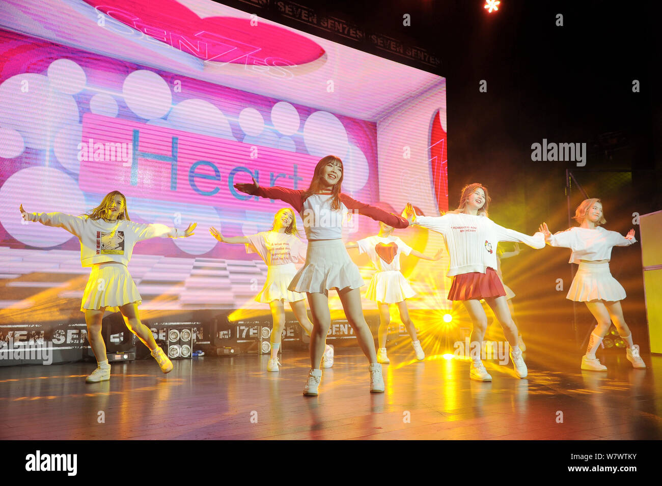Members of SNH48 7SENSES, sub-unit of Chinese girl group SNH48, perform ...