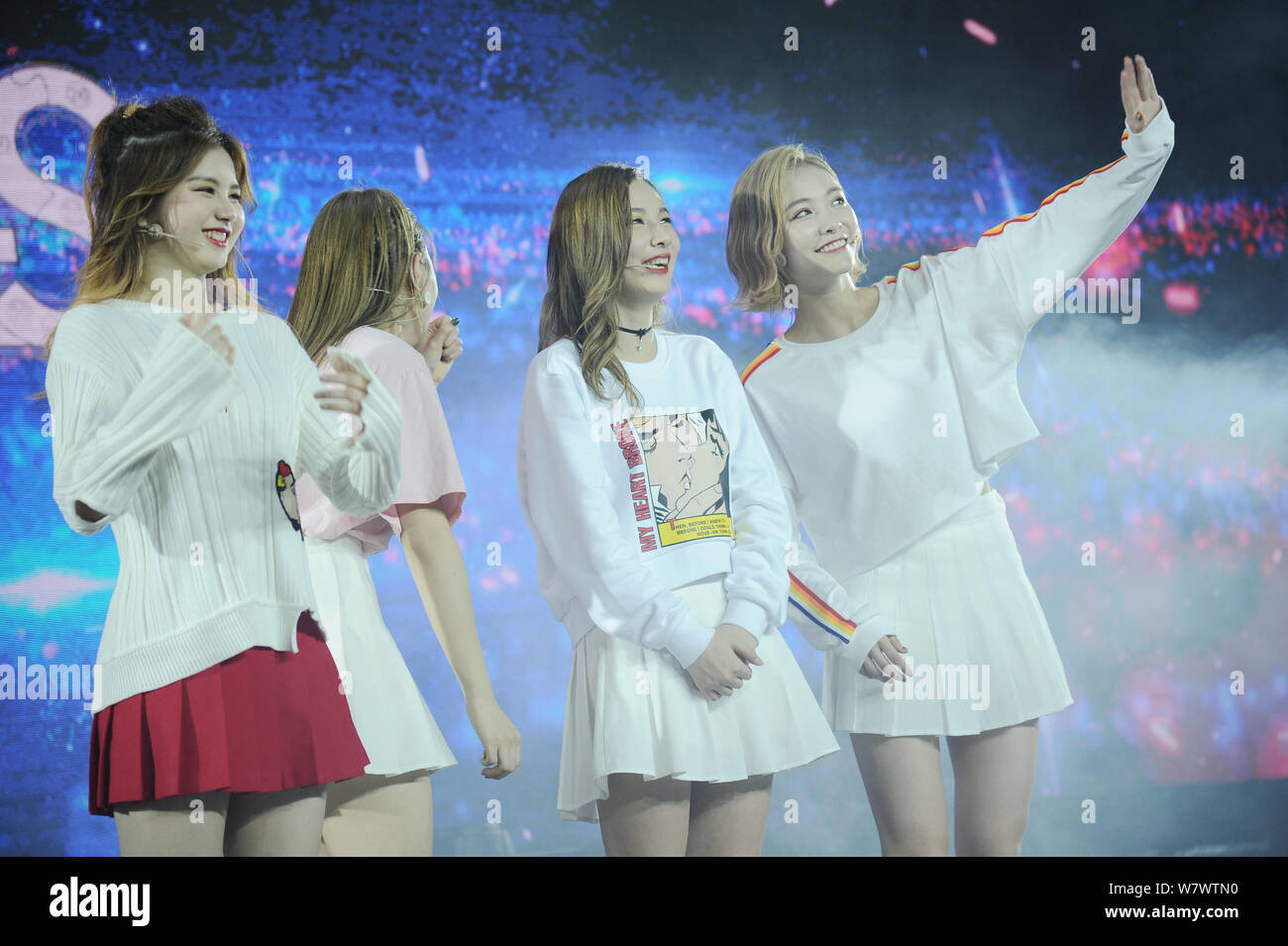 Members of SNH48 7SENSES, sub-unit of Chinese girl group SNH48, perform ...