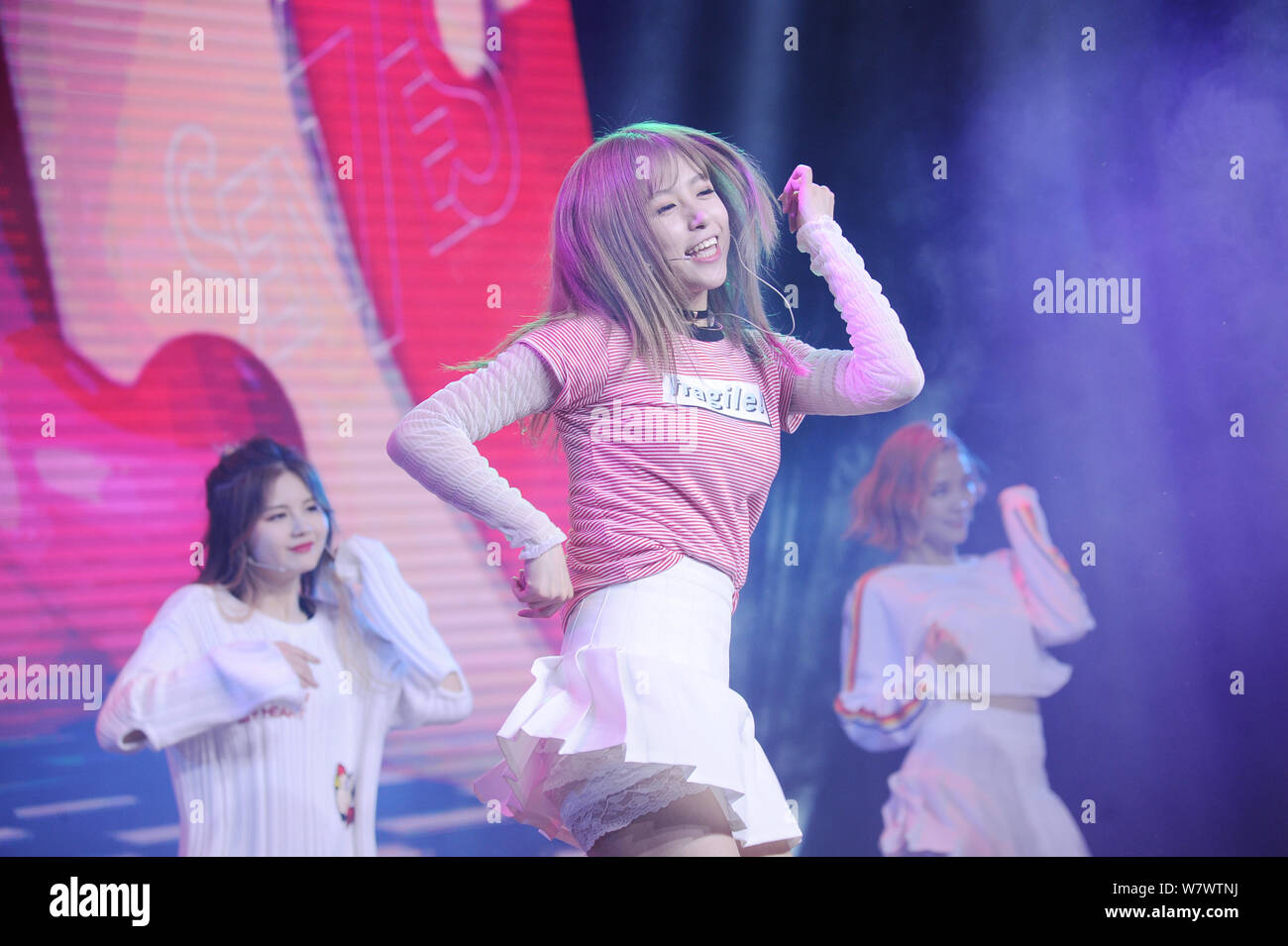 Members of SNH48 7SENSES, sub-unit of Chinese girl group SNH48, perform ...