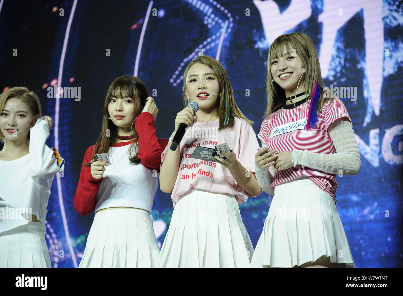 Members of SNH48 7SENSES, sub-unit of Chinese girl group SNH48, perform ...