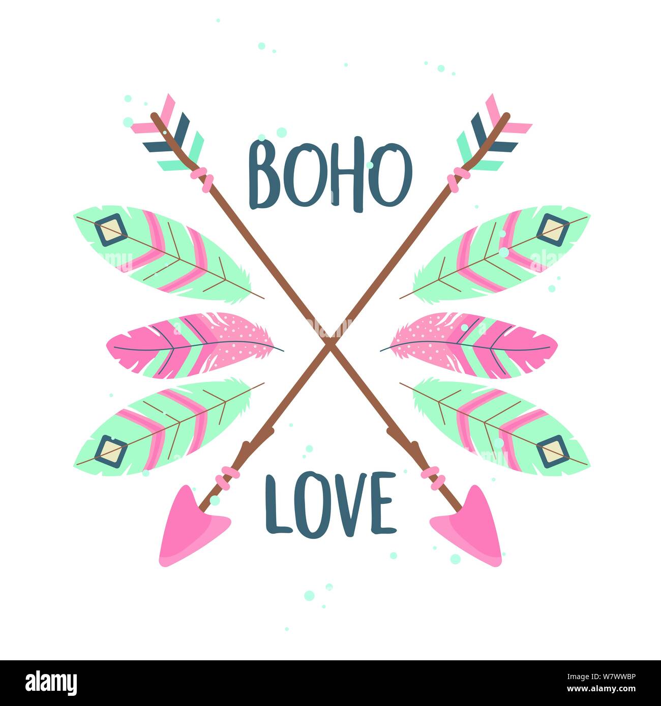 arrows with feathers decoration boho style vector illustration design ...
