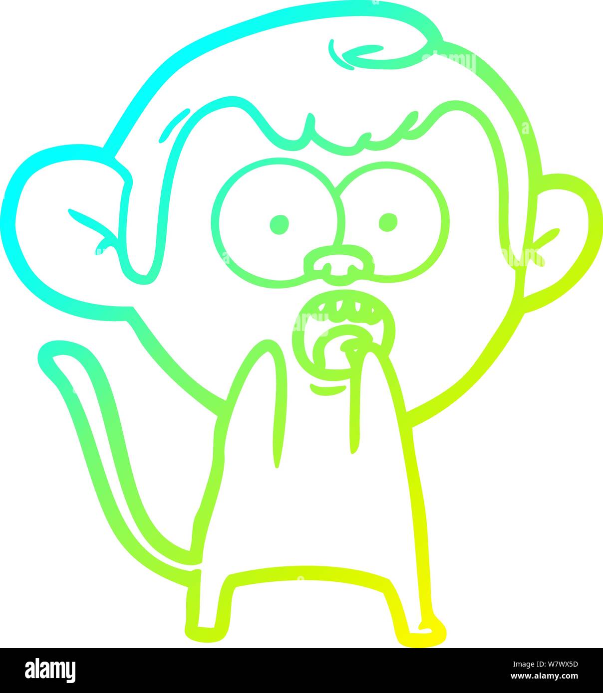 cold gradient line drawing of a cartoon shocked monkey Stock Vector ...