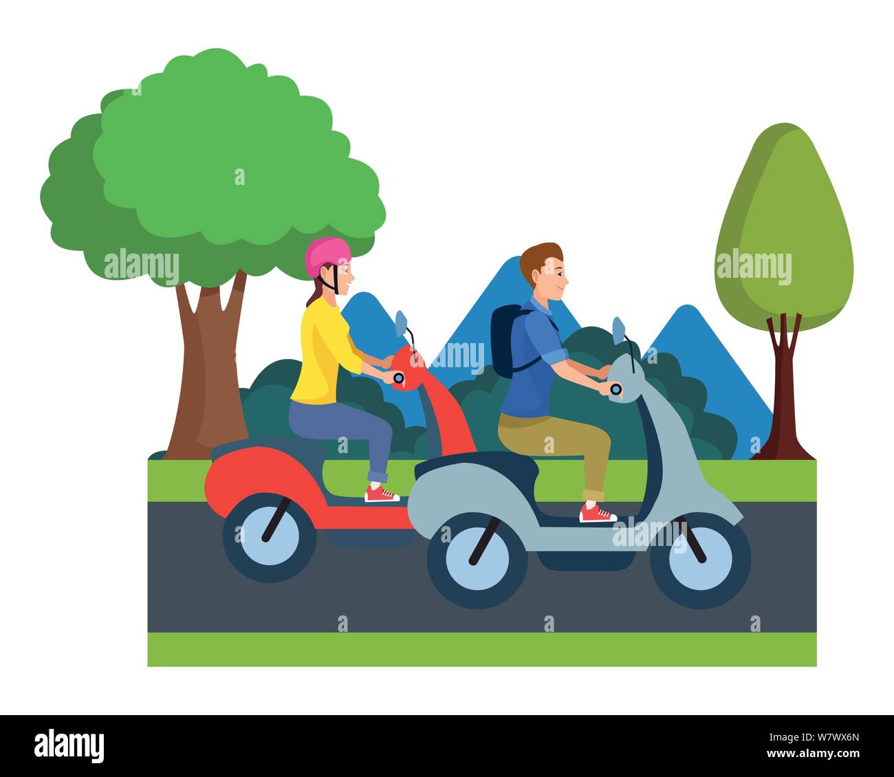 People riding scooters motorcycles cartoon Stock Vector Image & Art - Alamy