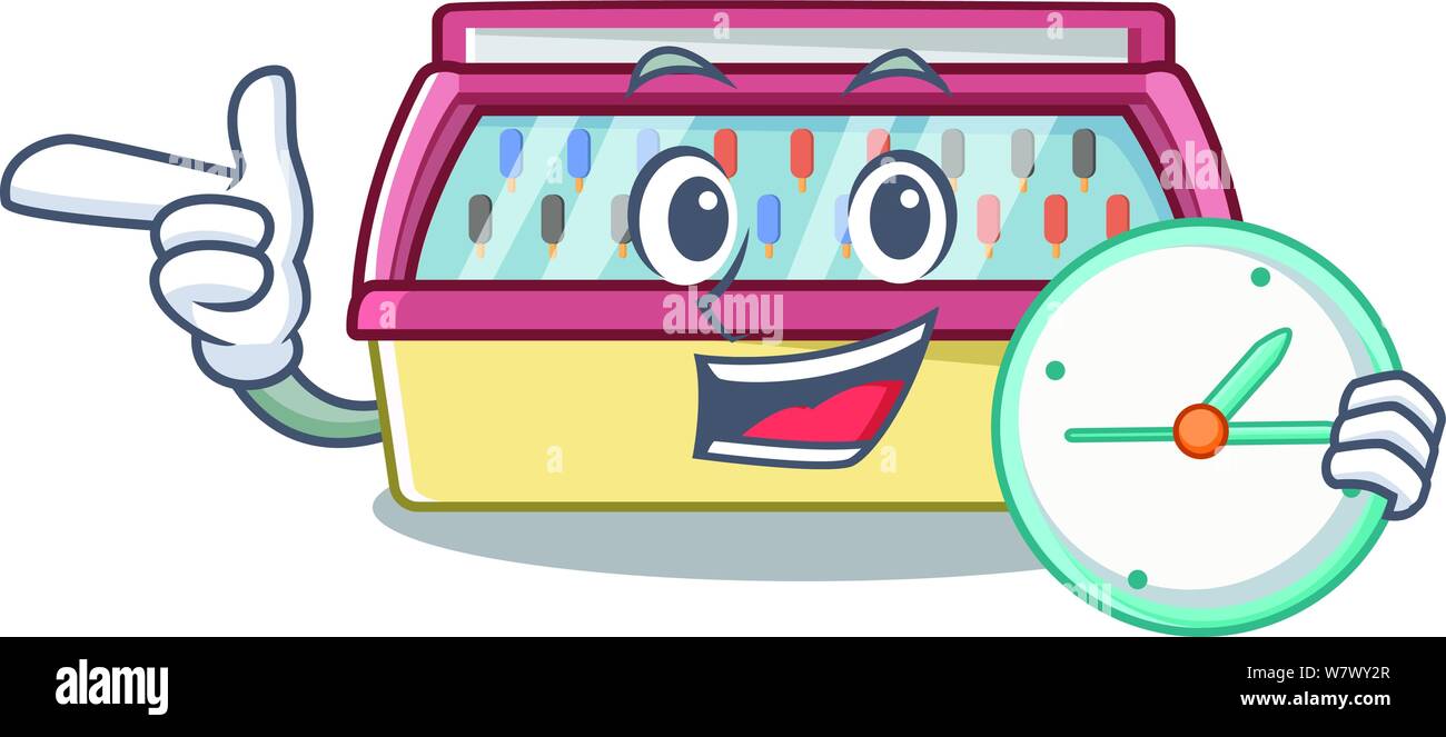 With clock ice cream freezer in a cartoon Stock Vector Image & Art - Alamy