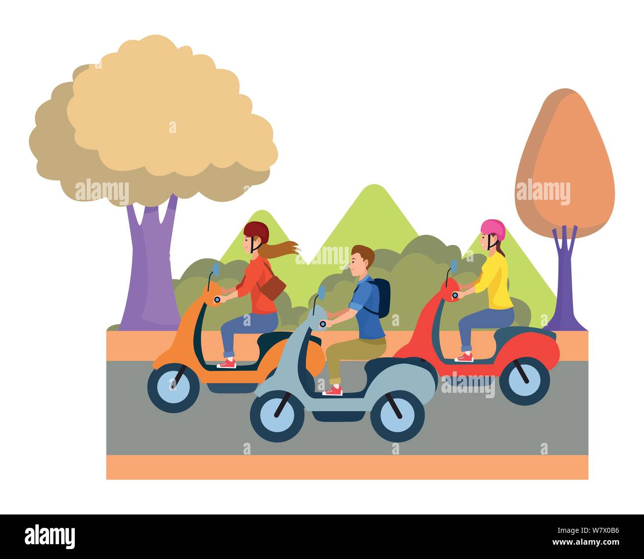 People riding scooters motorcycles cartoon Stock Vector Image & Art - Alamy