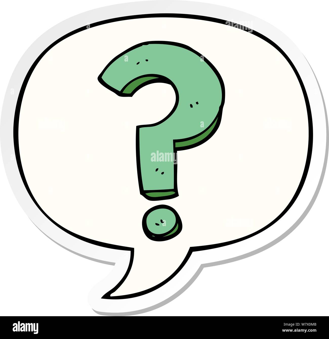 cartoon question mark with speech bubble sticker Stock Vector Image ...