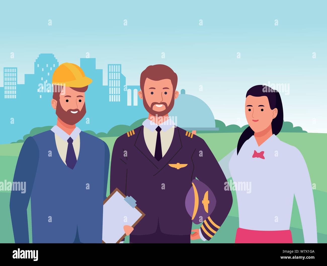 Professionals workers characters smiling cartoons Stock Vector Image ...